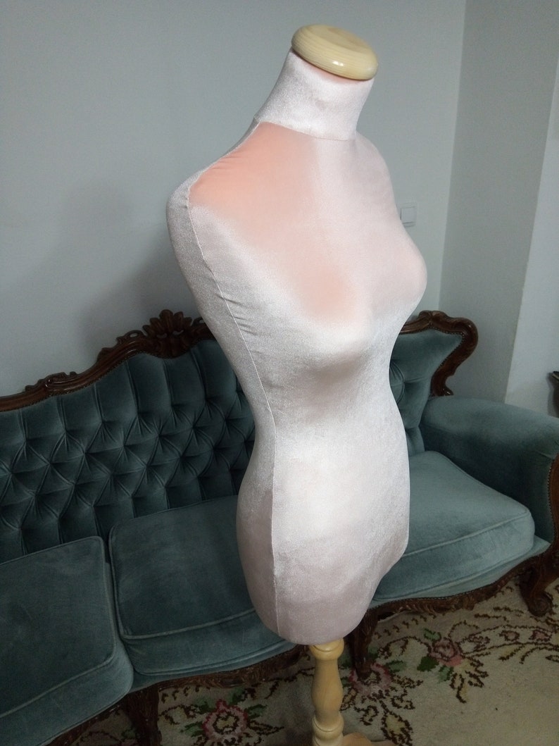 Handmade Peach Velvet Female Mannequin Torso- Paper Mache Dress Form ...
