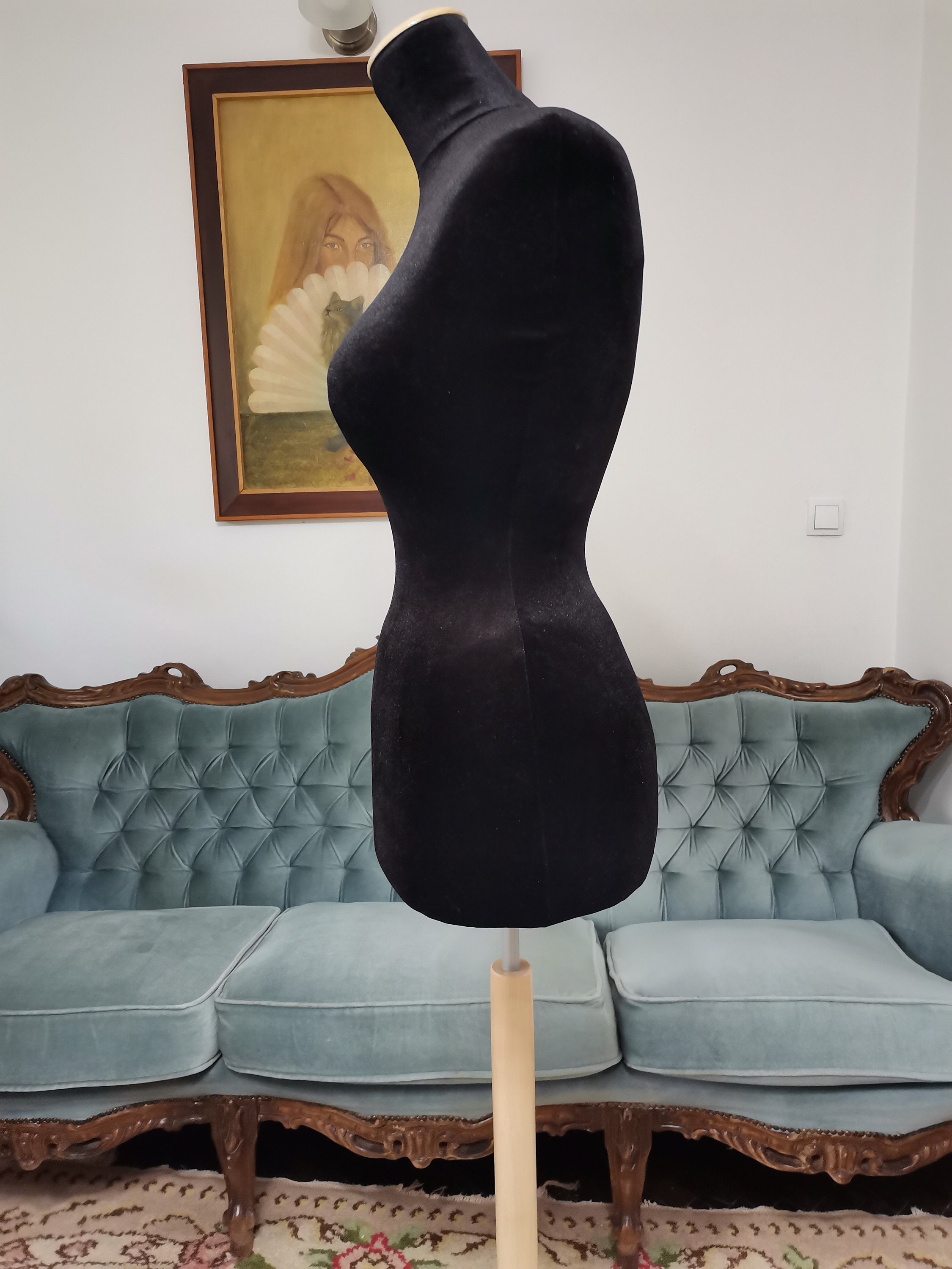 Wasp Waist Mannequin Black Velvet Torso With Adjustable Plate Stand ...