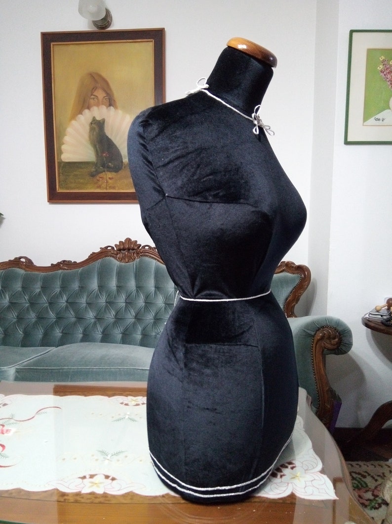 Handmade Black Velvet Female Mannequin Torso- Paper Mache Dress Form ...