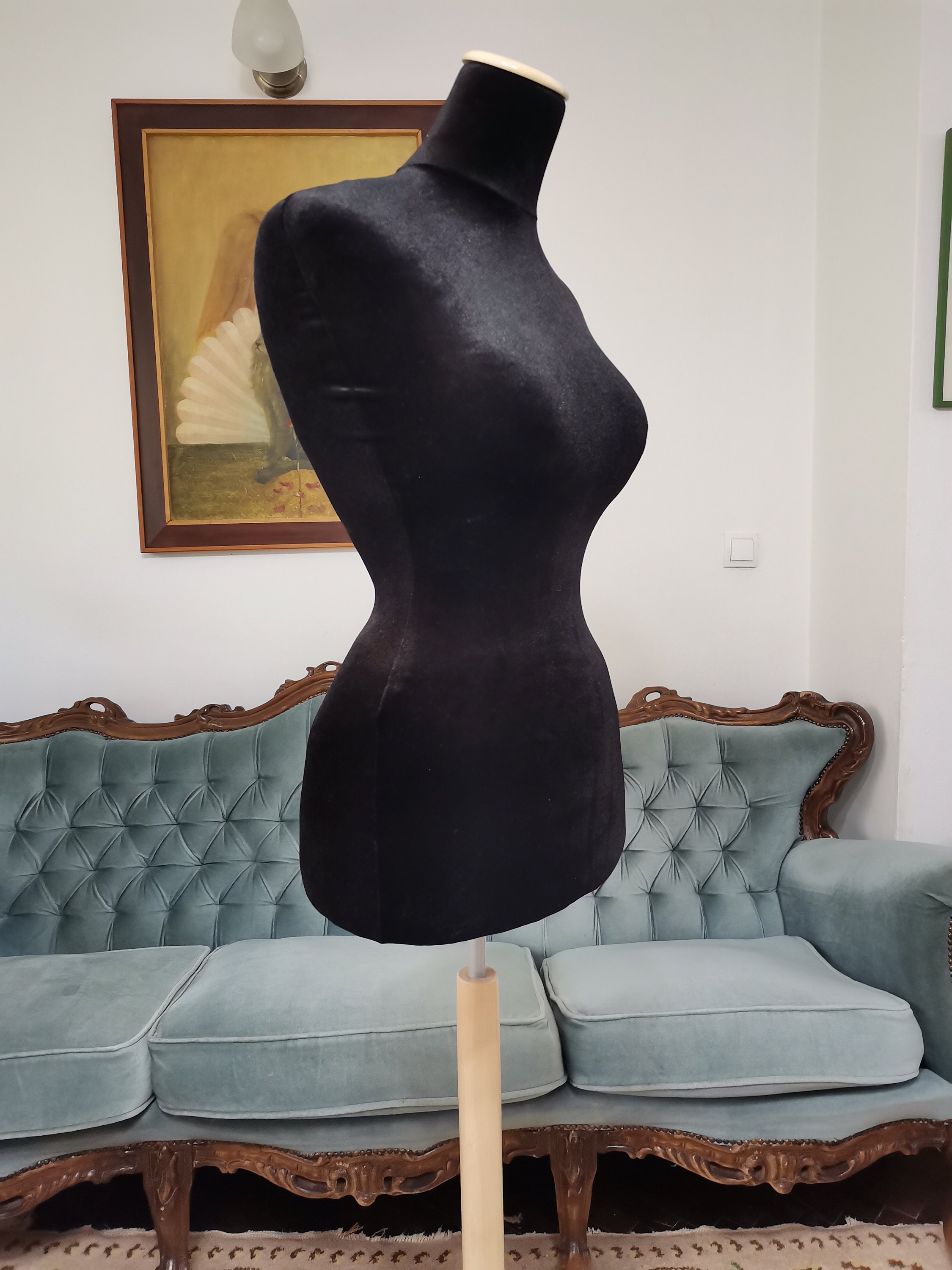 Wasp Waist Mannequin Black Velvet Torso With Adjustable Plate Stand ...