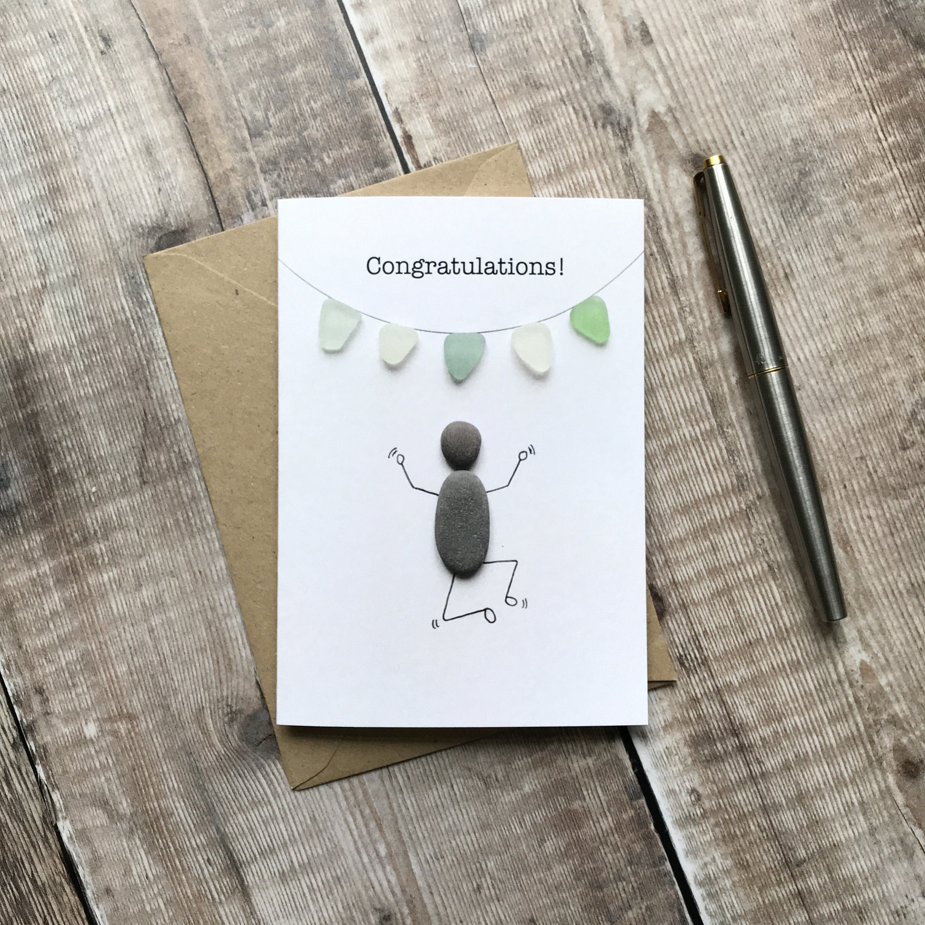 Congratulations Green Bunting Party Printed Greetings Card Sea - Etsy