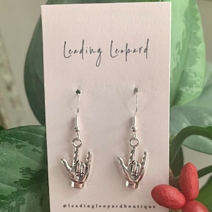 I Love You Earrings, Hand Symbol, ASL, Sign Language, Rock N Roll, Love ...
