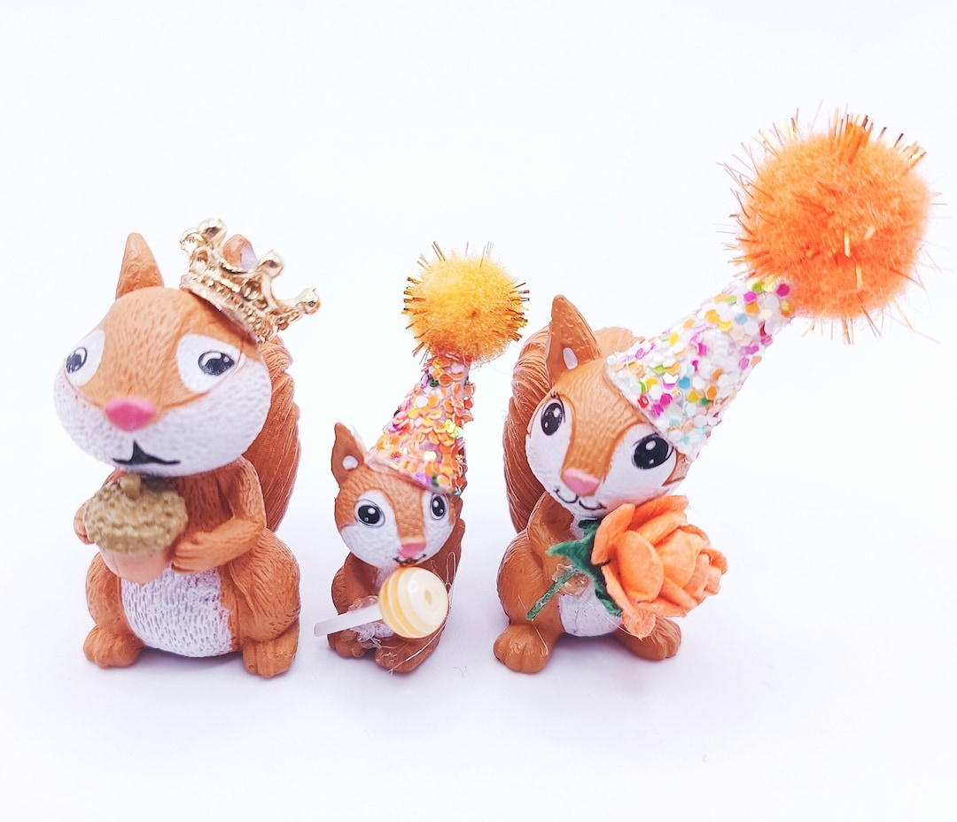 Squirrel Cake Topper | Woodland Party Decorations With Mini Party Hats ...