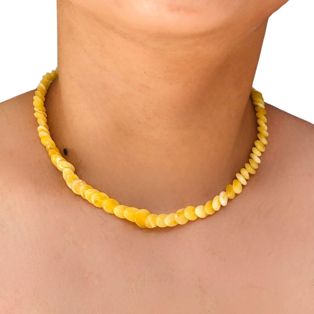 Amber Stone Necklace, Butterscotch Yellow Amber Beads Necklace Jewelry ...