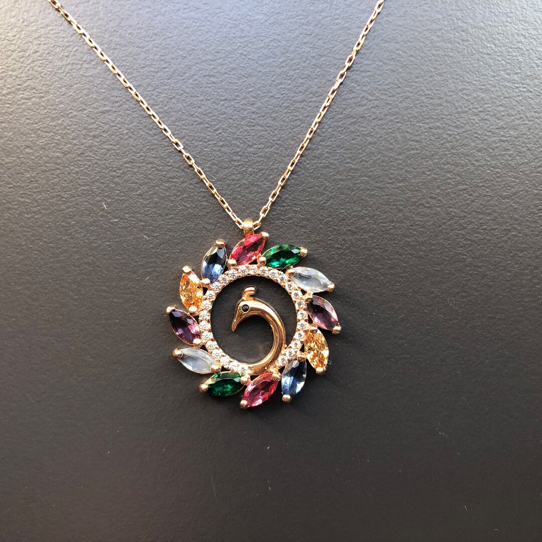 Nature Peacock Good Luck Charm Necklace, Silver Eternity Bird Necklace ...