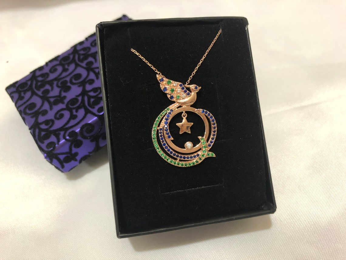 Nature Peacock Good Luck Charm Necklace, Silver Eternity Bird Necklace ...