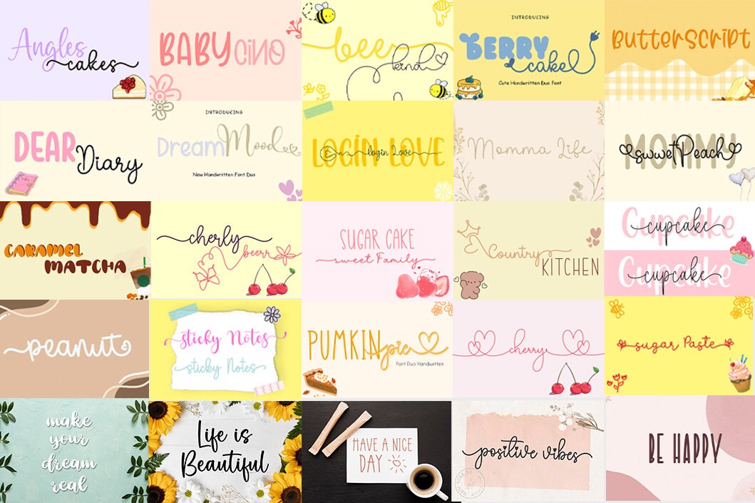 The Handwritten Font Bundle, Font Bundle, Handwriting Font, Script Font ...