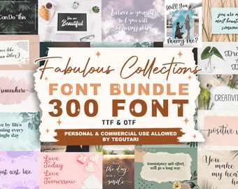 45 MEGA Font Bundle Collection, Cricut, Calligraphy Font, Handwritten ...
