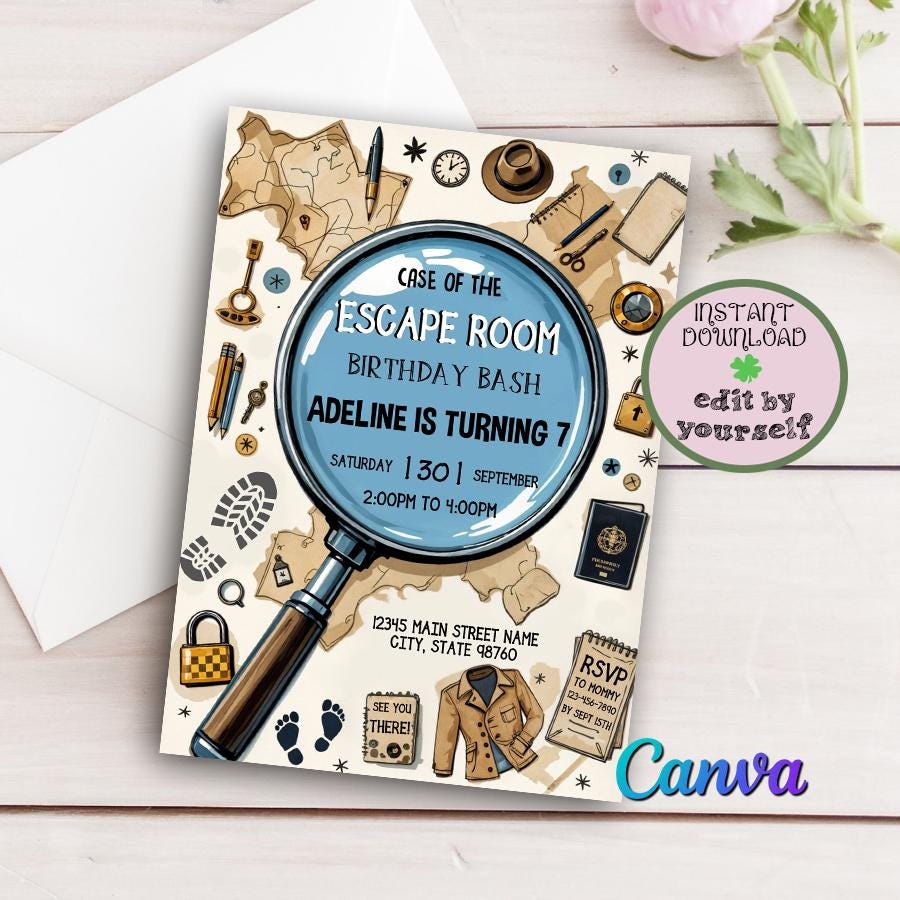 Escape Room Birthday Party Invitation, Editable Mystery Birthday Party ...