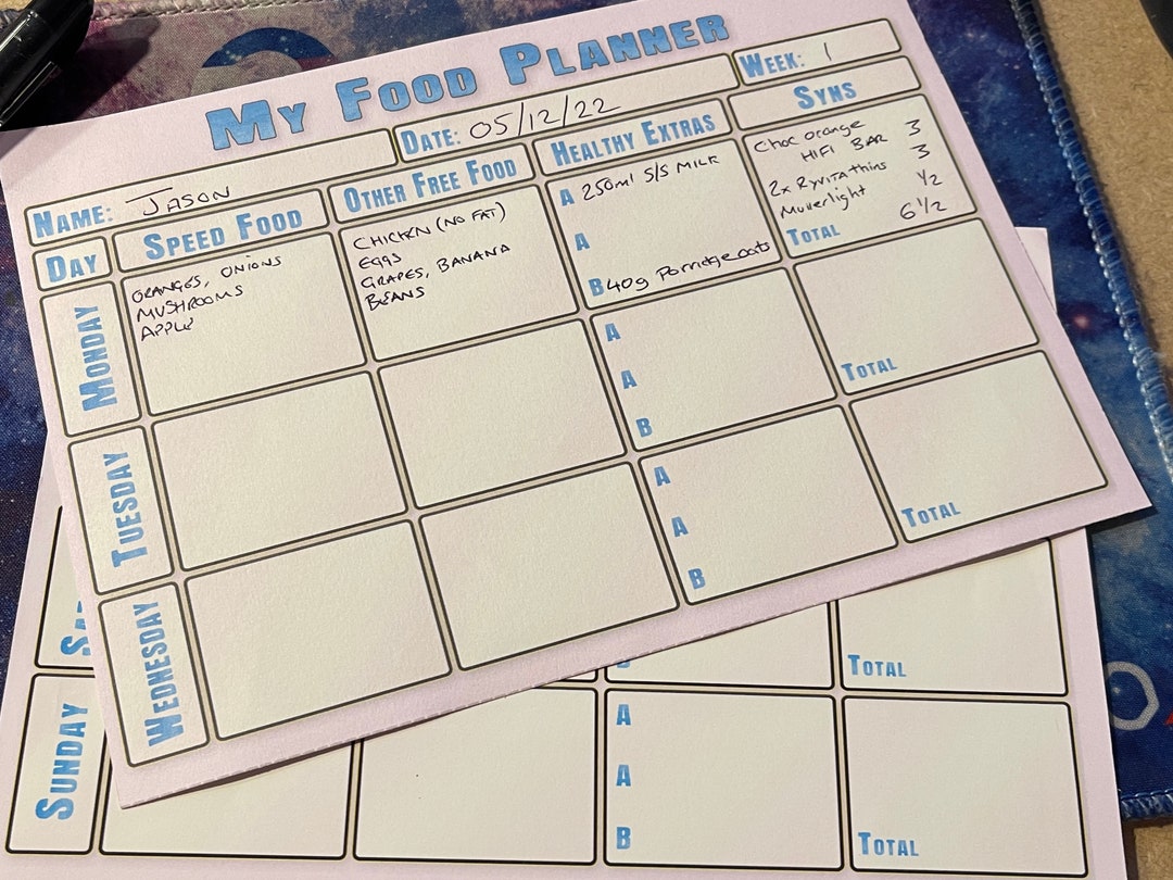 Slimming World Style Food Diary for Download - Etsy