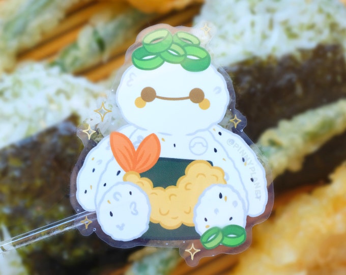 Big Hero 6 Baymax Shrimp Tempura Onigiri Clear Vinyl Stickers | Disney ...