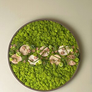 Moss Art Wall Decor, Handmade Preserved Moss Large Wall Picture, Round ...