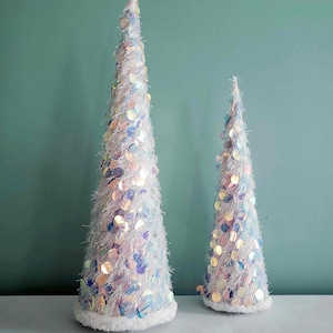 Tabletop Cone Christmas Tree, Sequins Blue/purple Christmas Tree 23 ...