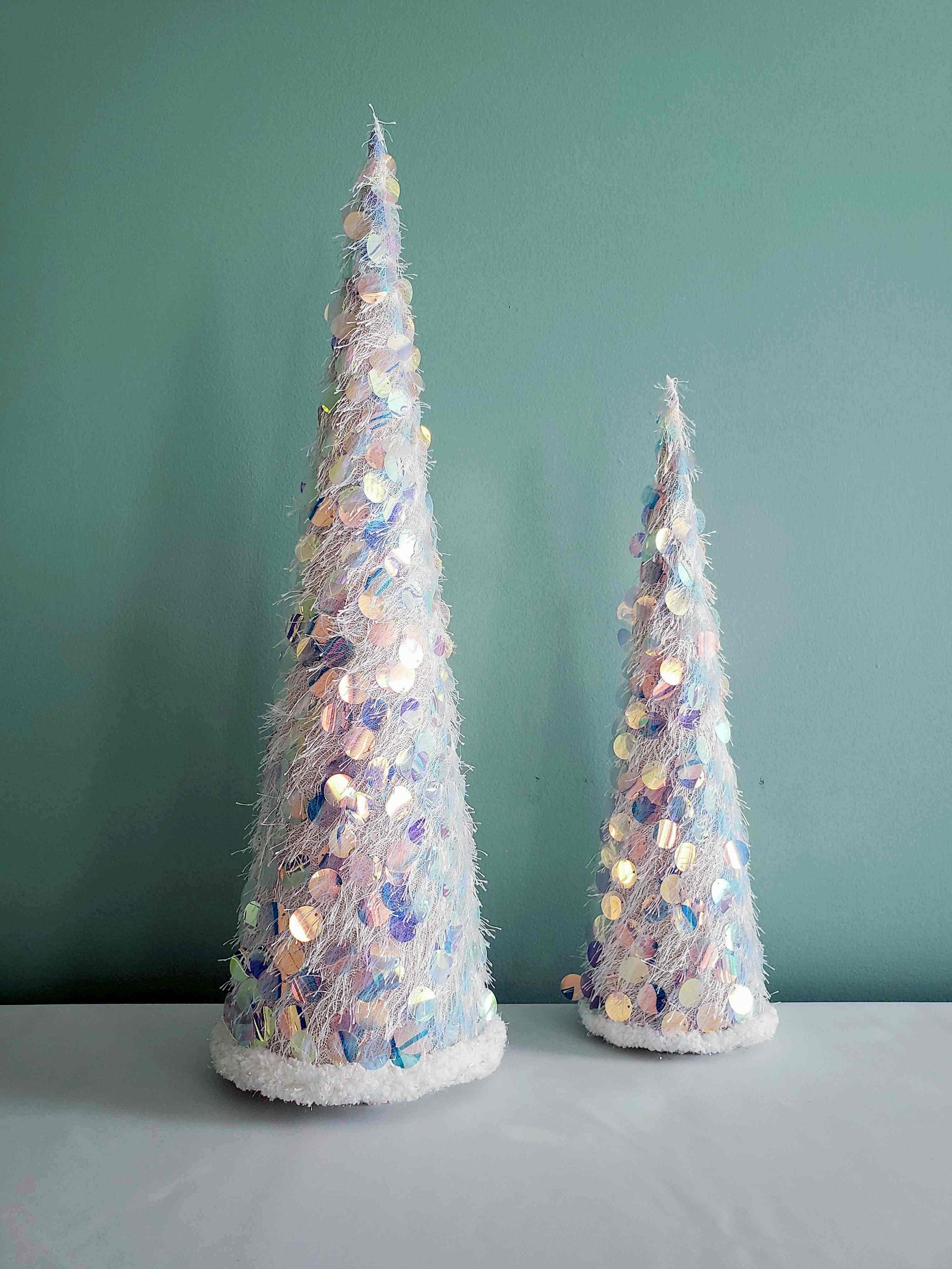 Tabletop Cone Christmas Tree, Sequins Blue/purple Christmas Tree 23 ...