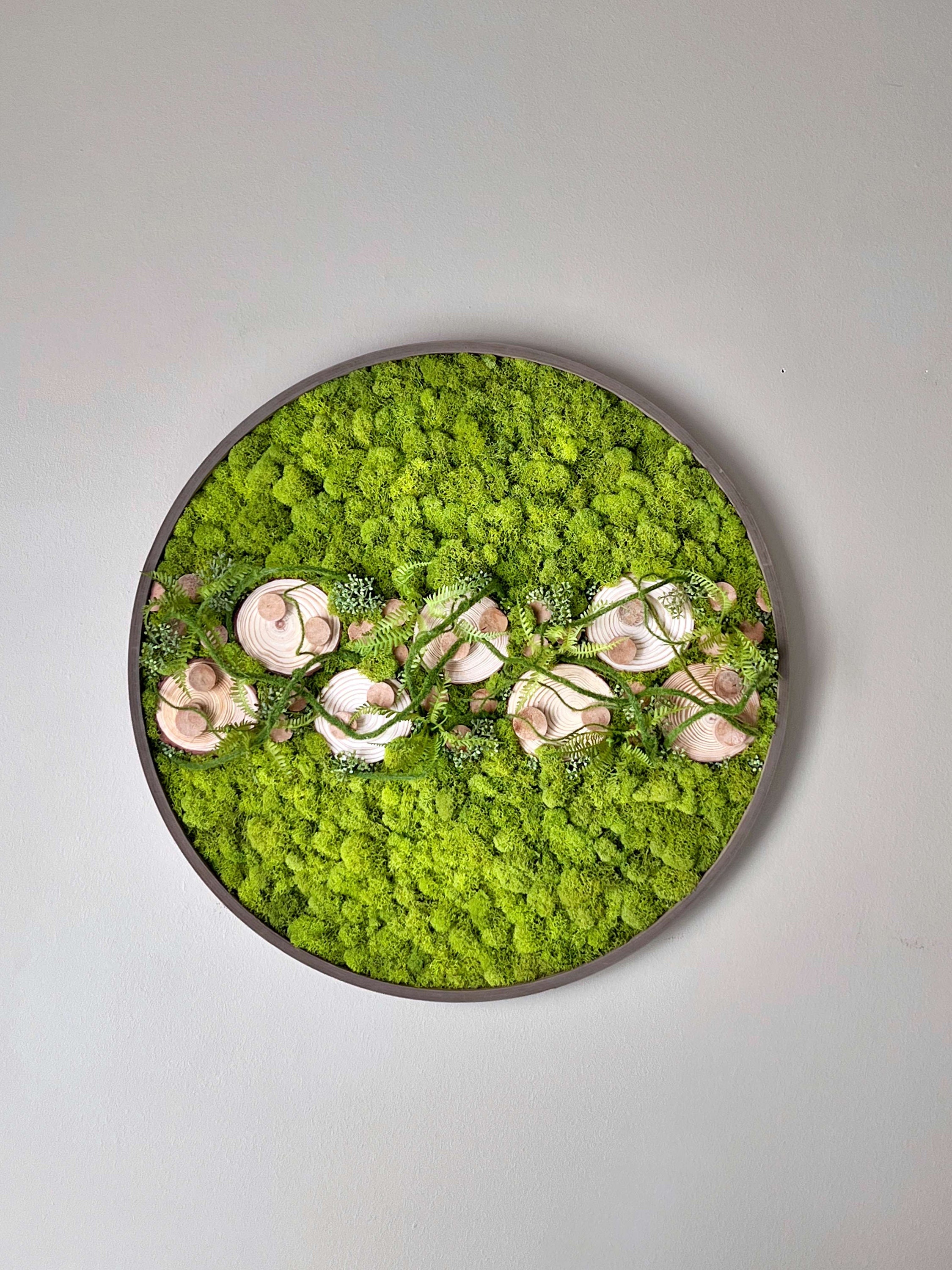 Moss Art Wall Decor, Handmade Preserved Moss Large Wall Picture, Round ...