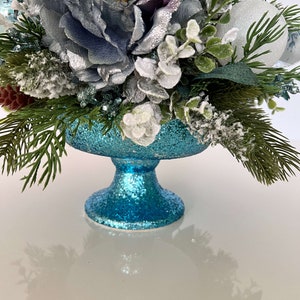 Christmas Blue Floral Centerpieces, Holiday Centerpiece Christmas Decor ...