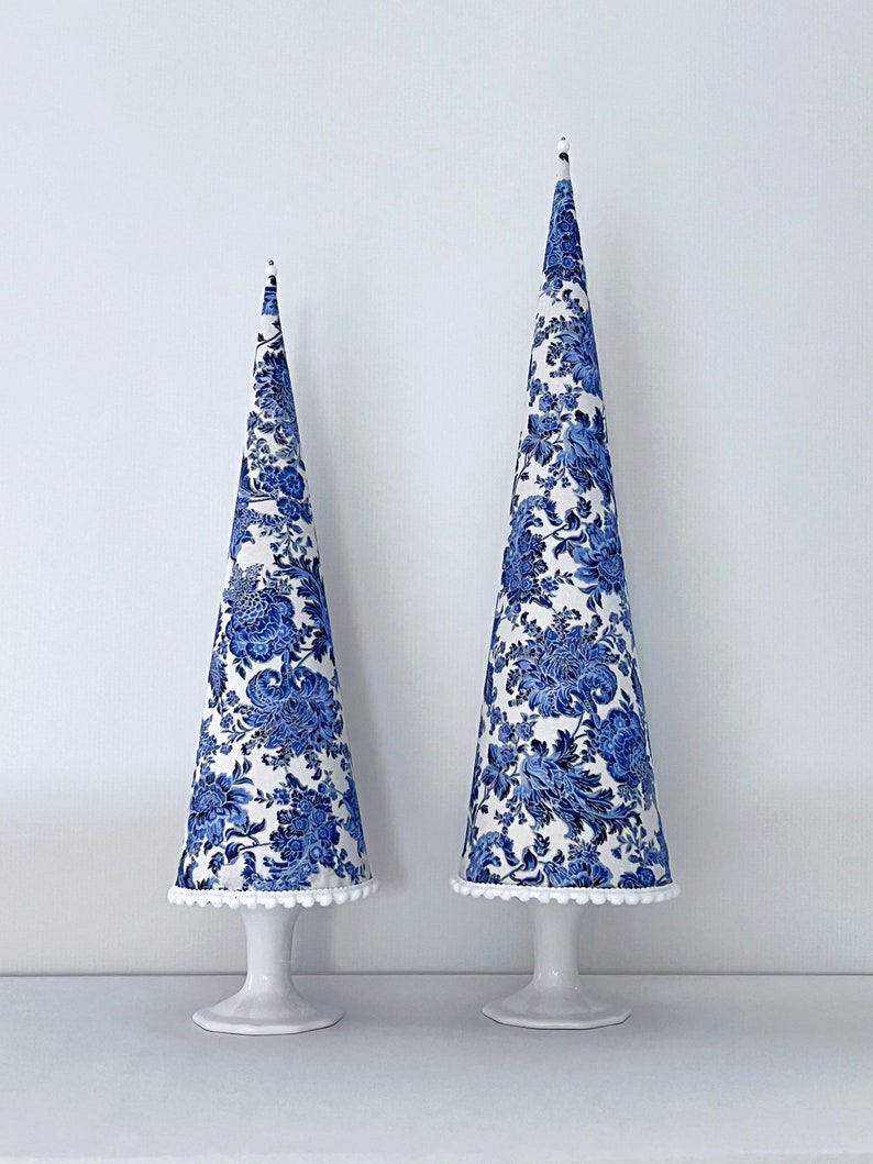 Chinoiserie Cone Tree White and Blue Decor - Etsy