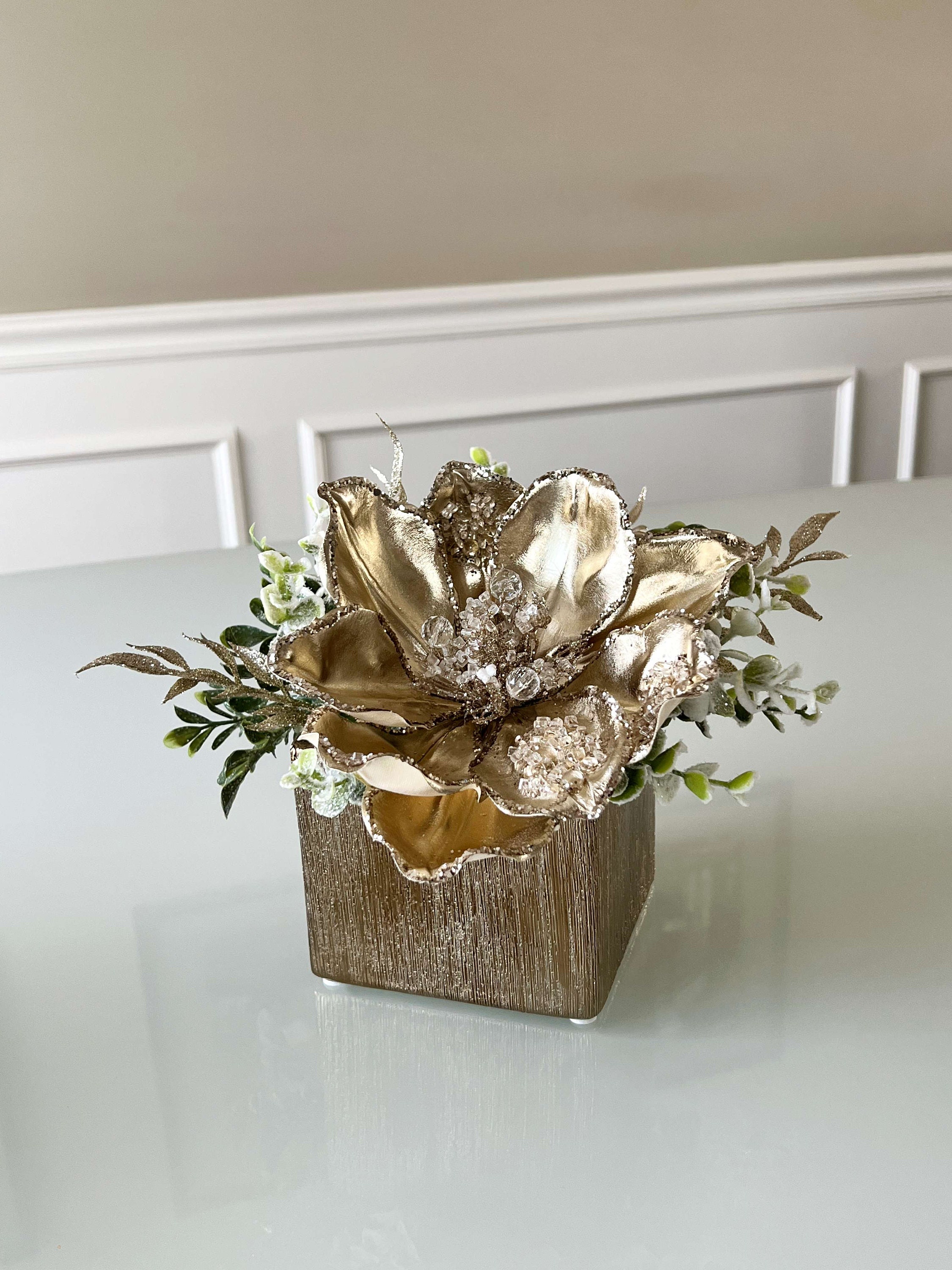 Christmas Gold Table Centerpiece, Modern Gold Decor - Etsy