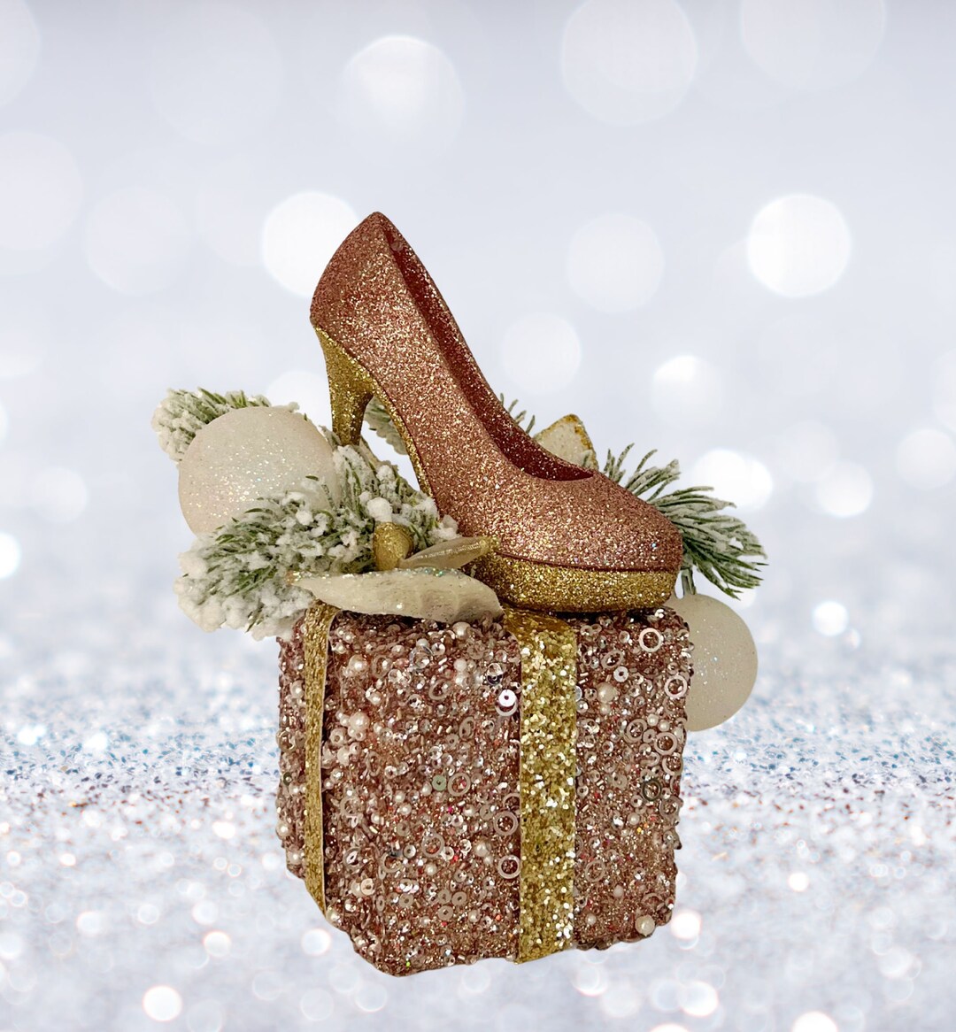 Christmas Rose Gold High Heels Ornament, Fashion Decor, Pink Shoe ...
