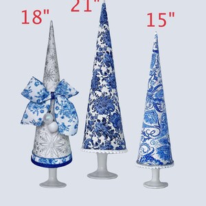 Chinoiserie Cone Tree, White and Blue Winter Decor, Handmade, Free ...