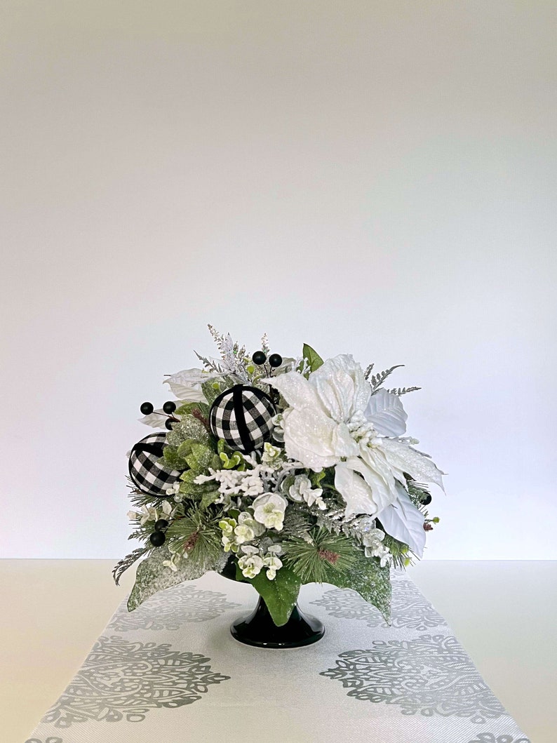 Buffalo Plaid Christmas Centerpieces Arrangement, Table Top Country ...