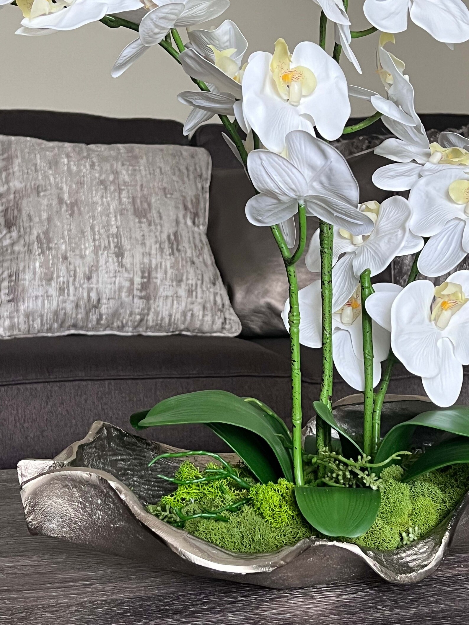 Modern Real Touch Orchid Centerpiece, White Floral Arrangement - Etsy