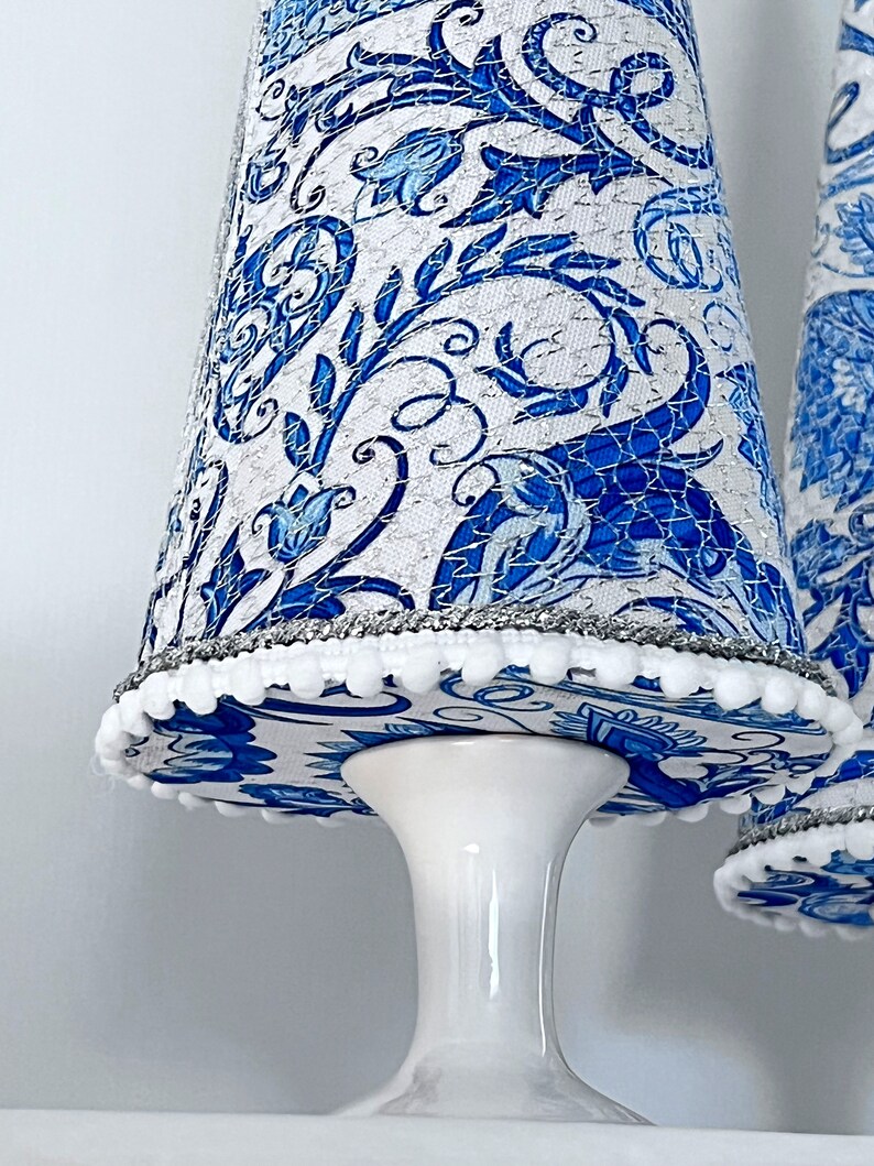 Chinoiserie Cone Tree, White and Blue Winter Decor, Handmade, Free ...