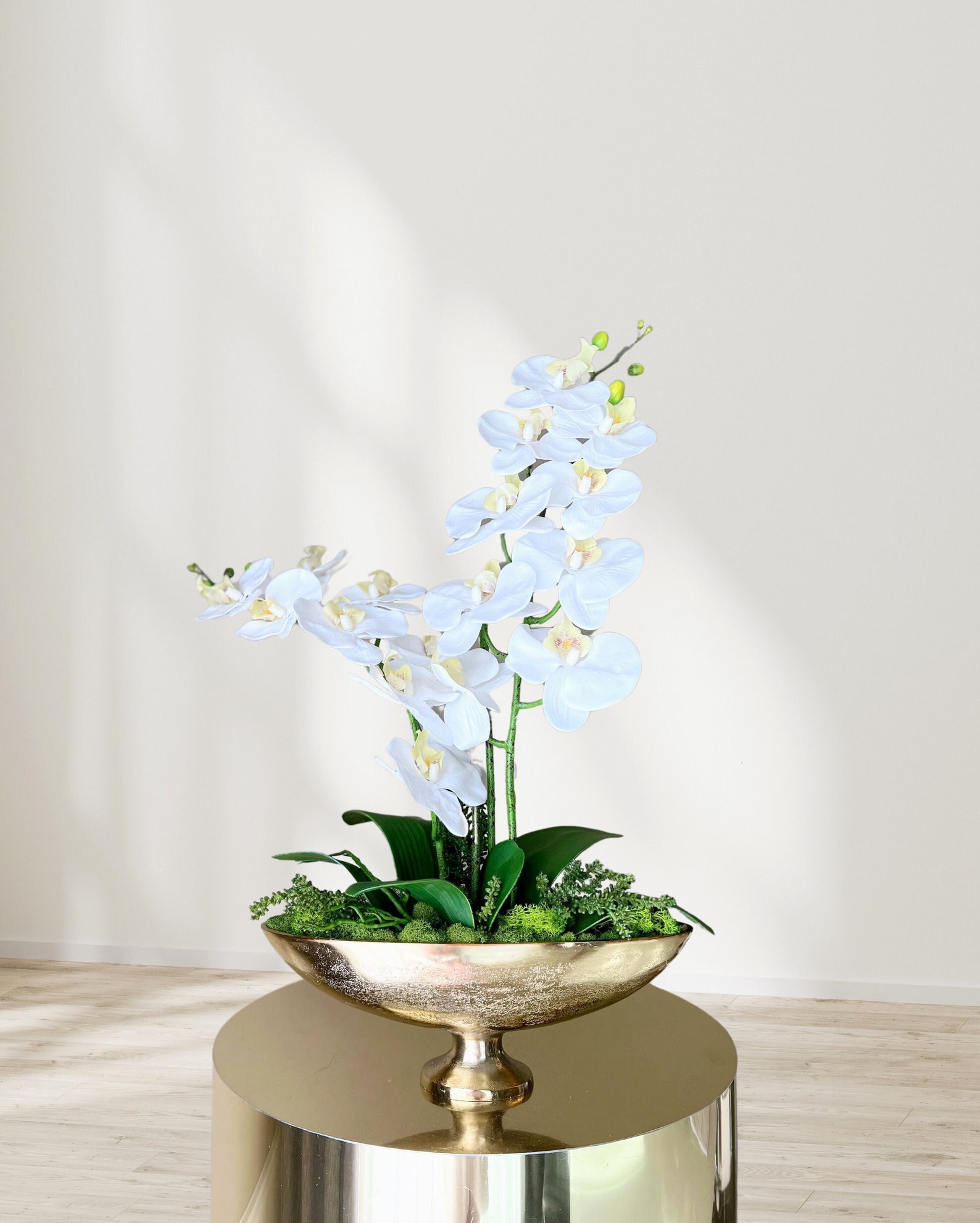 Orchids Centerpiece, Real Touch Orchid Arrangement, Preserved Moss ...