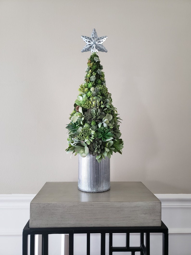 Christmas Cone Succulents Tree, Handmade Tabletop Christmas Tree ...