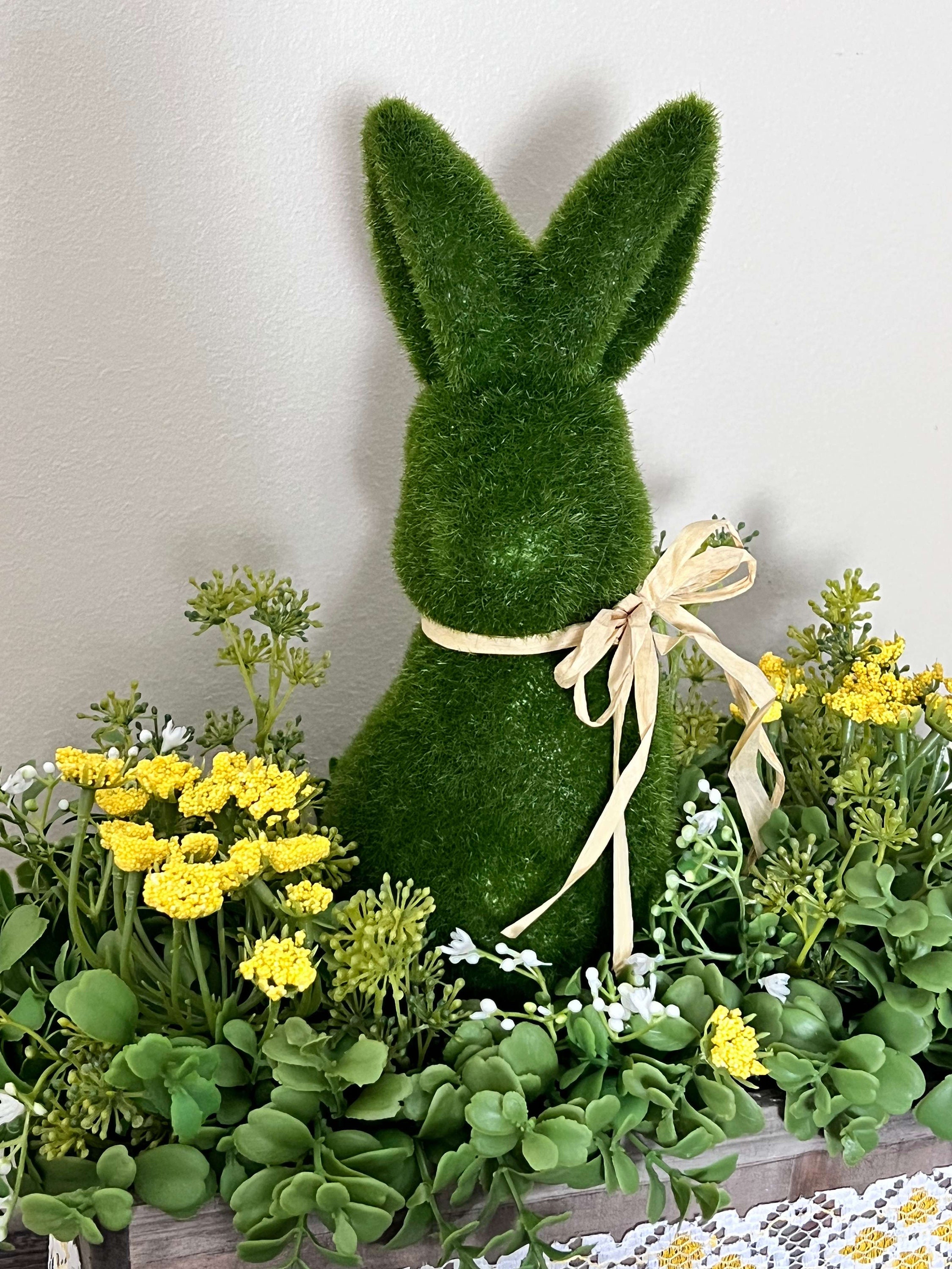 Farmhouse Easter Arrangement, Moss Bunny Decorations, Spring Easter ...