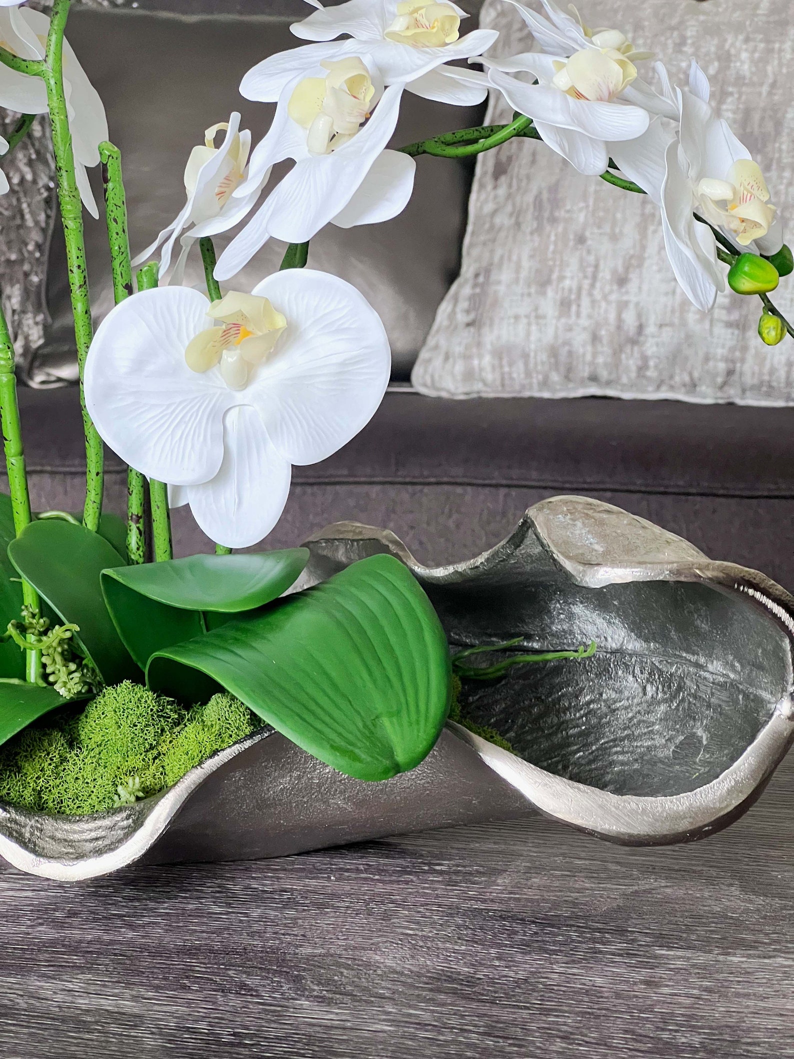 Modern Real Touch Orchid Centerpiece, White Floral Arrangement - Etsy