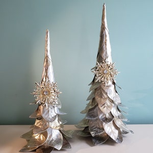 Tabletop Christmas Cone Tree, Modern Gold Christmas Tree , Holiday Foam ...
