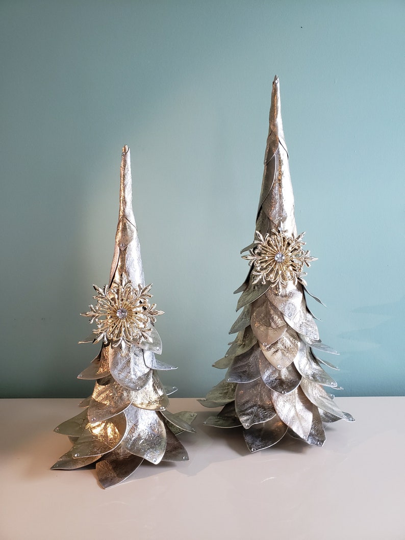 Tabletop Christmas Cone Tree, Modern Gold Christmas Tree , Holiday Foam ...