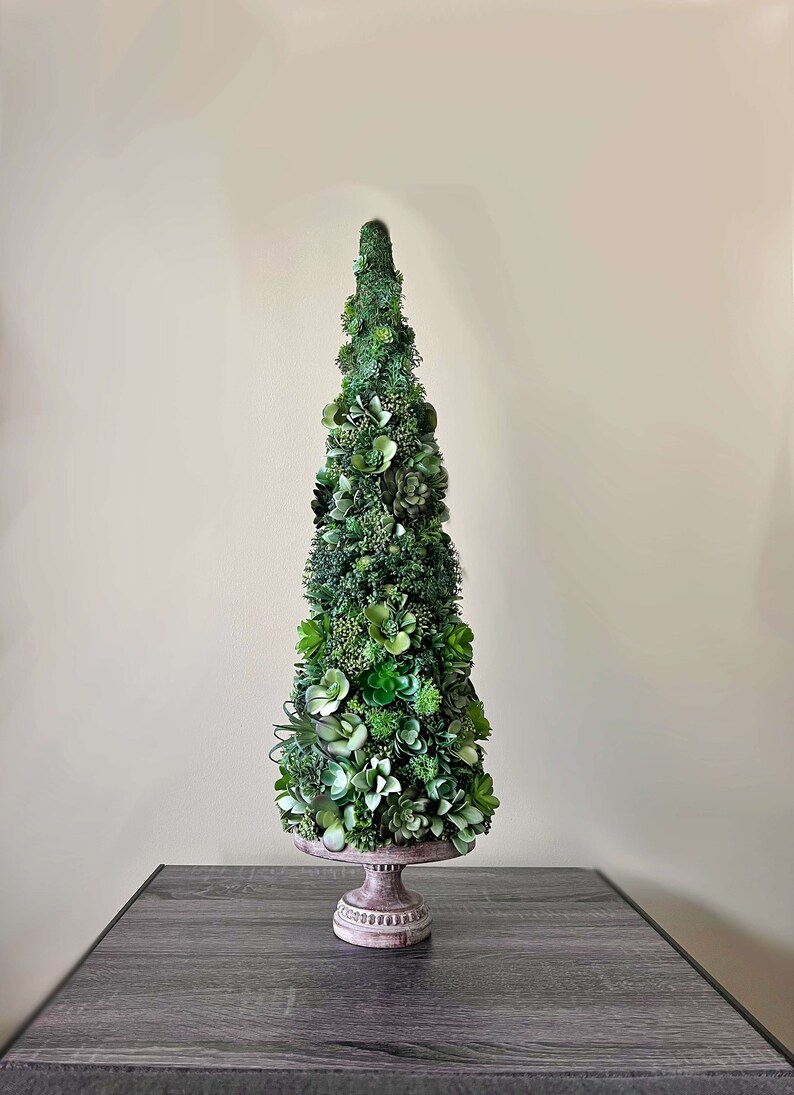 Christmas Cone Succulents Tree, Handmade Tabletop Christmas Tree ...
