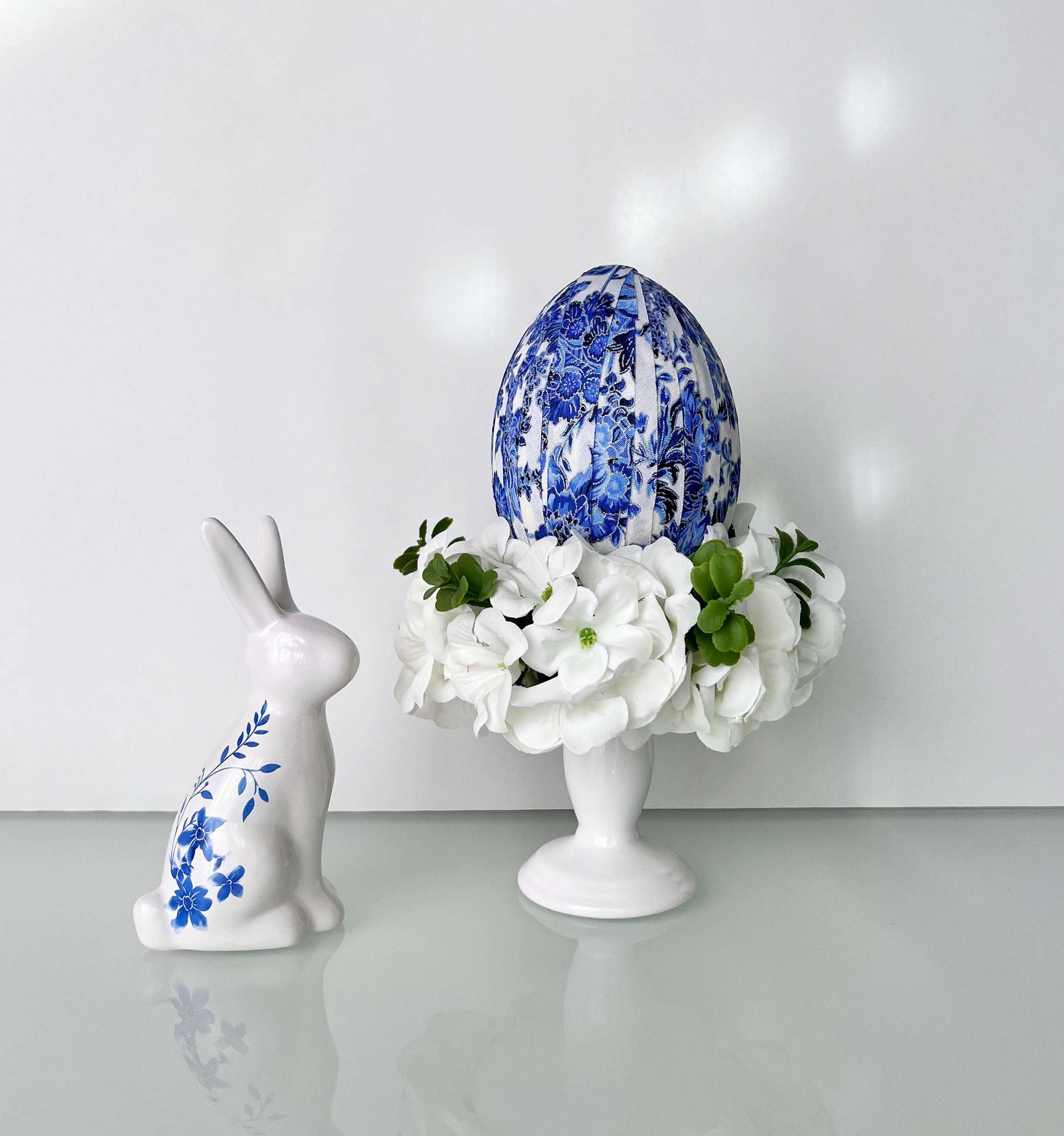 Chinoiserie Easter Decor, White and Blue Easter Decoration on Table H 9 ...