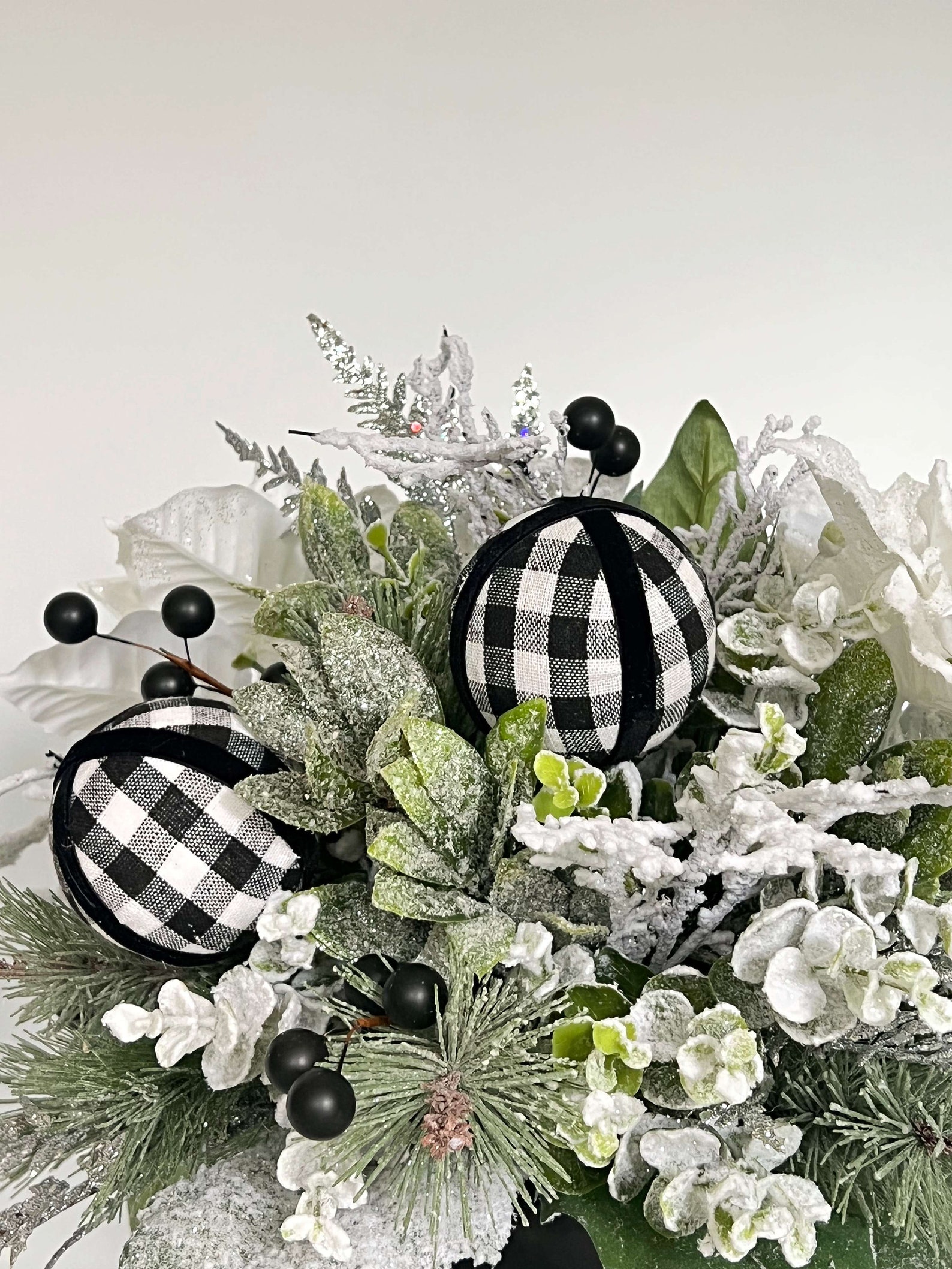 Buffalo Plaid Christmas Centerpieces Arrangement, Table Top Country ...