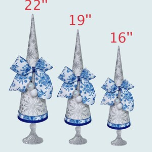 Chinoiserie Cone Tree, White and Blue Winter Decor, Handmade, Free ...