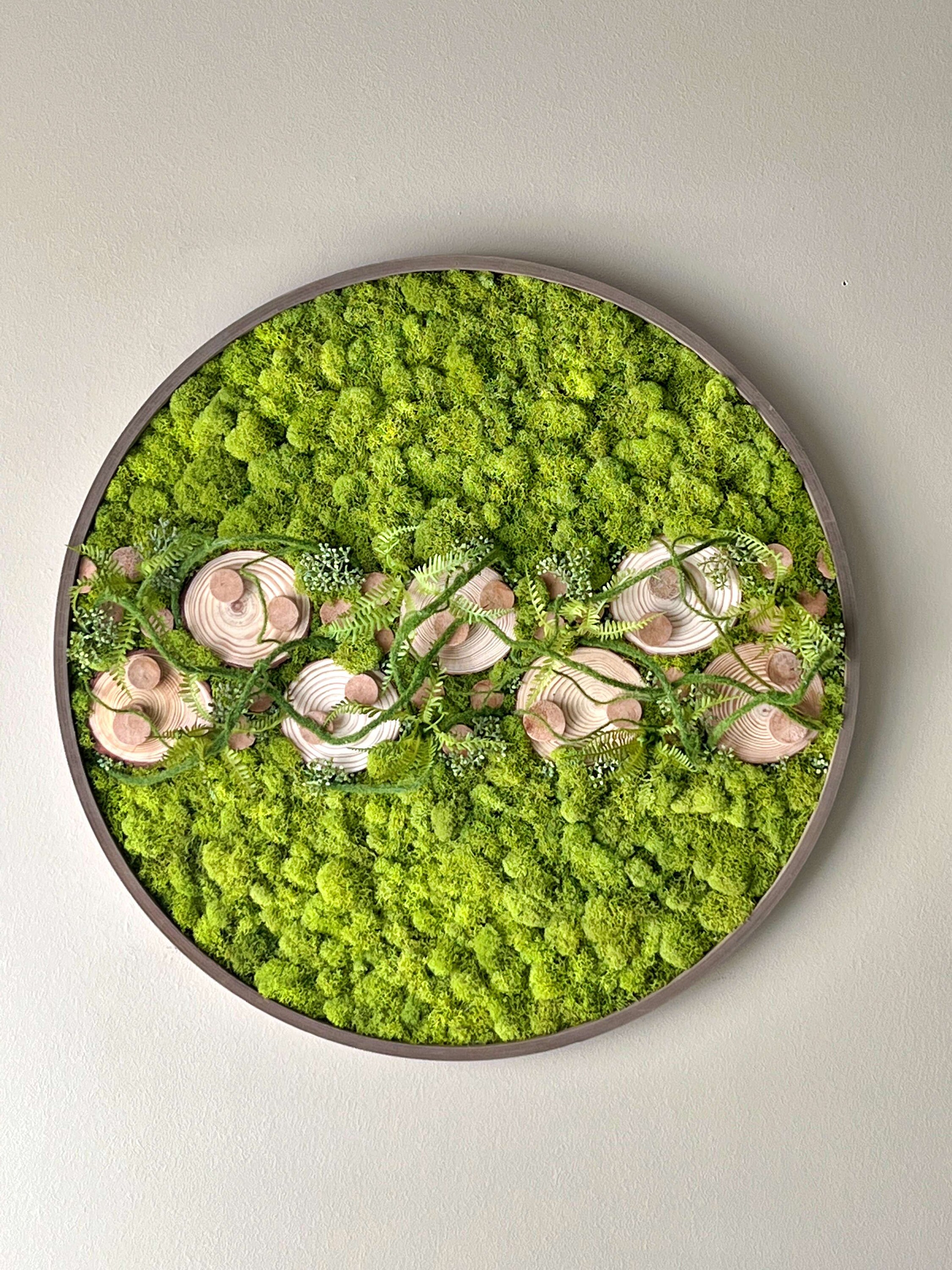 Moss Art Wall Decor, Handmade Preserved Moss Large Wall Picture, Round ...
