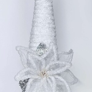 Christmas White Cone Tree, Xmas Poinsettia Decor , Holiday Decor ...