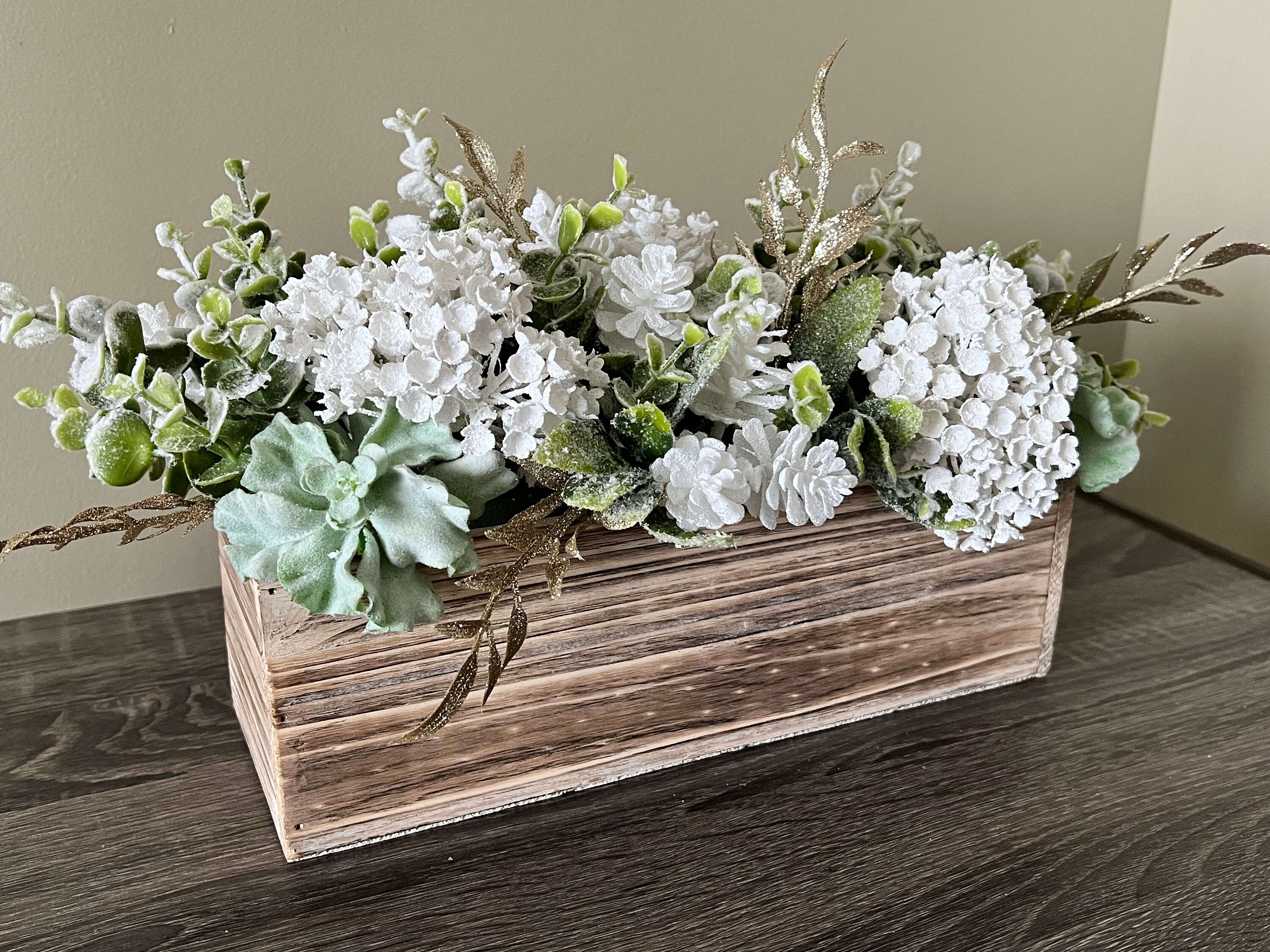 Rustic Winter Centerpiece Christmas Arrangement in Wood Box - Etsy