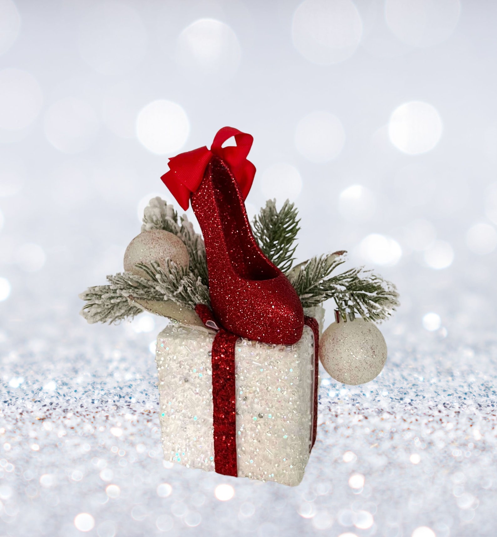 Christmas White High Heels Ornament, Fashion Decor, Shoe Ornaments ...