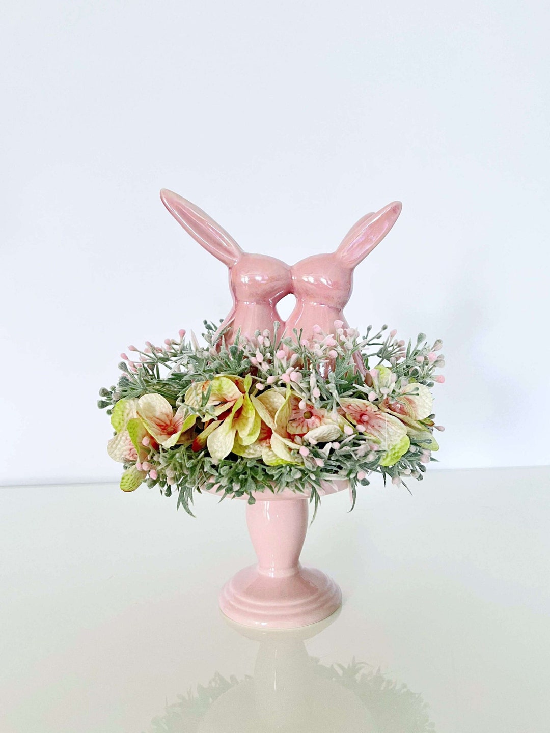 Easter Bunny Decor, Ceramic Pink Rabbit Decoration - Etsy