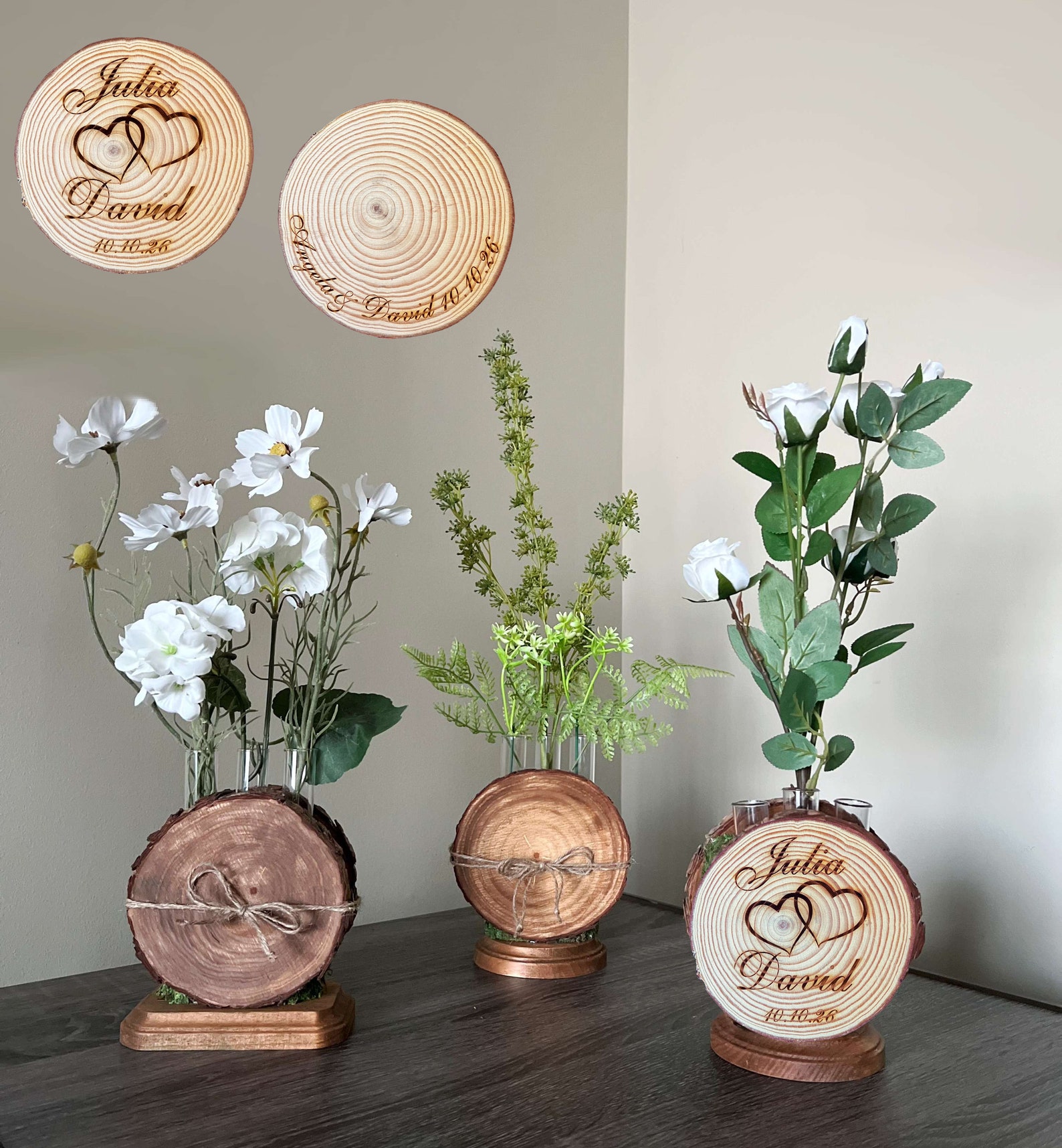 Wood Slice Centerpiece, Custom Personalization, Wedding Center Pieces ...