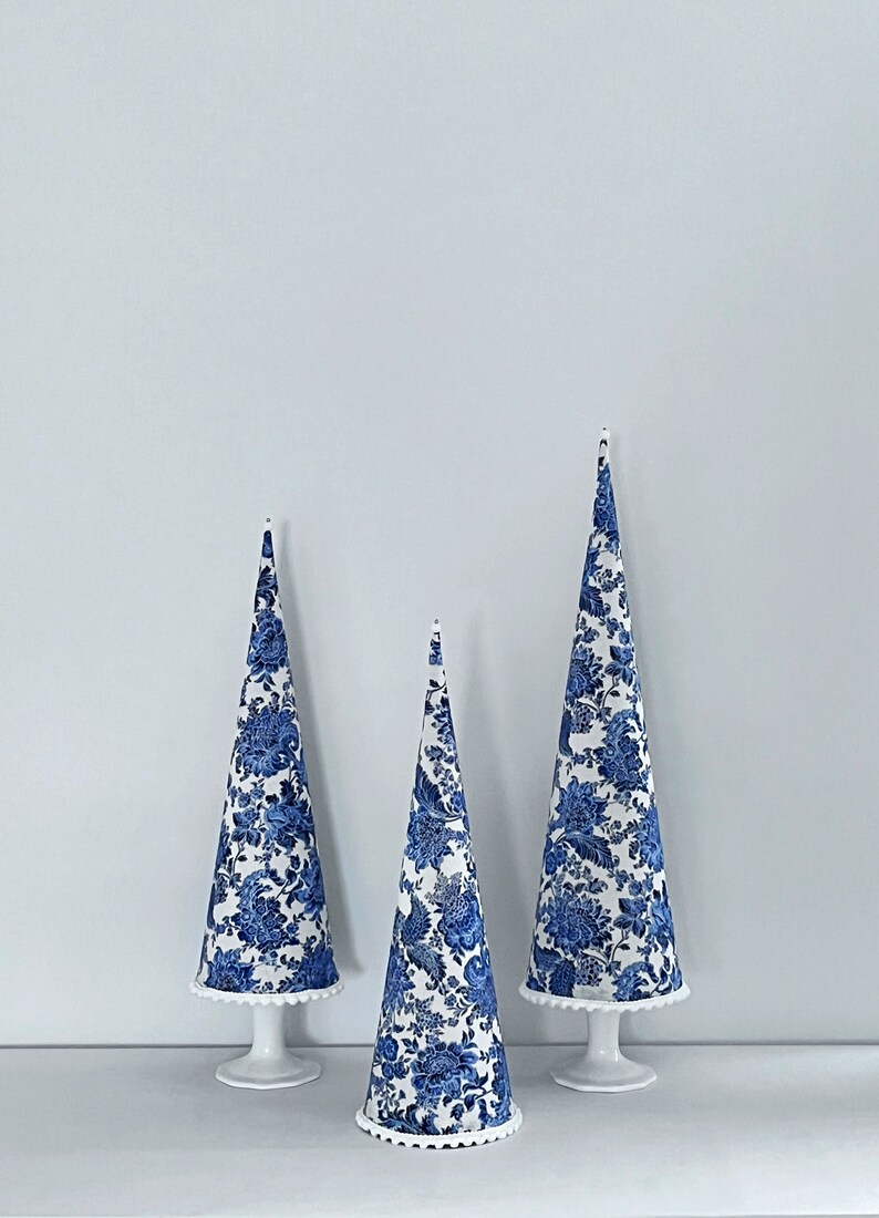 Chinoiserie Cone Tree White and Blue Decor - Etsy
