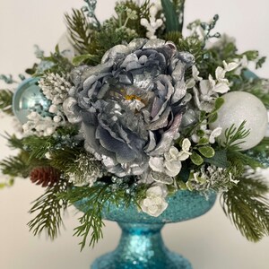 Christmas Blue Floral Centerpieces, Holiday Centerpiece Christmas Decor ...