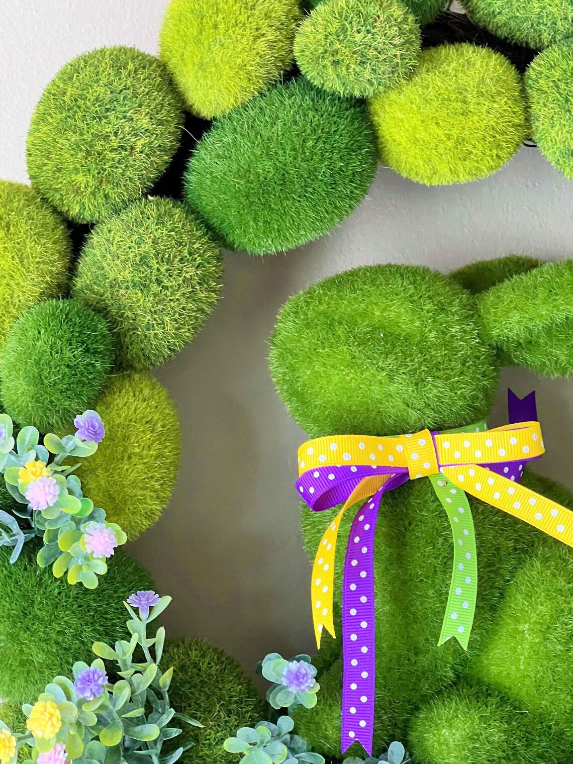 Easter Moss Bunny Wreath, Green Flocked Bunny, Spring Wall Decoration ...