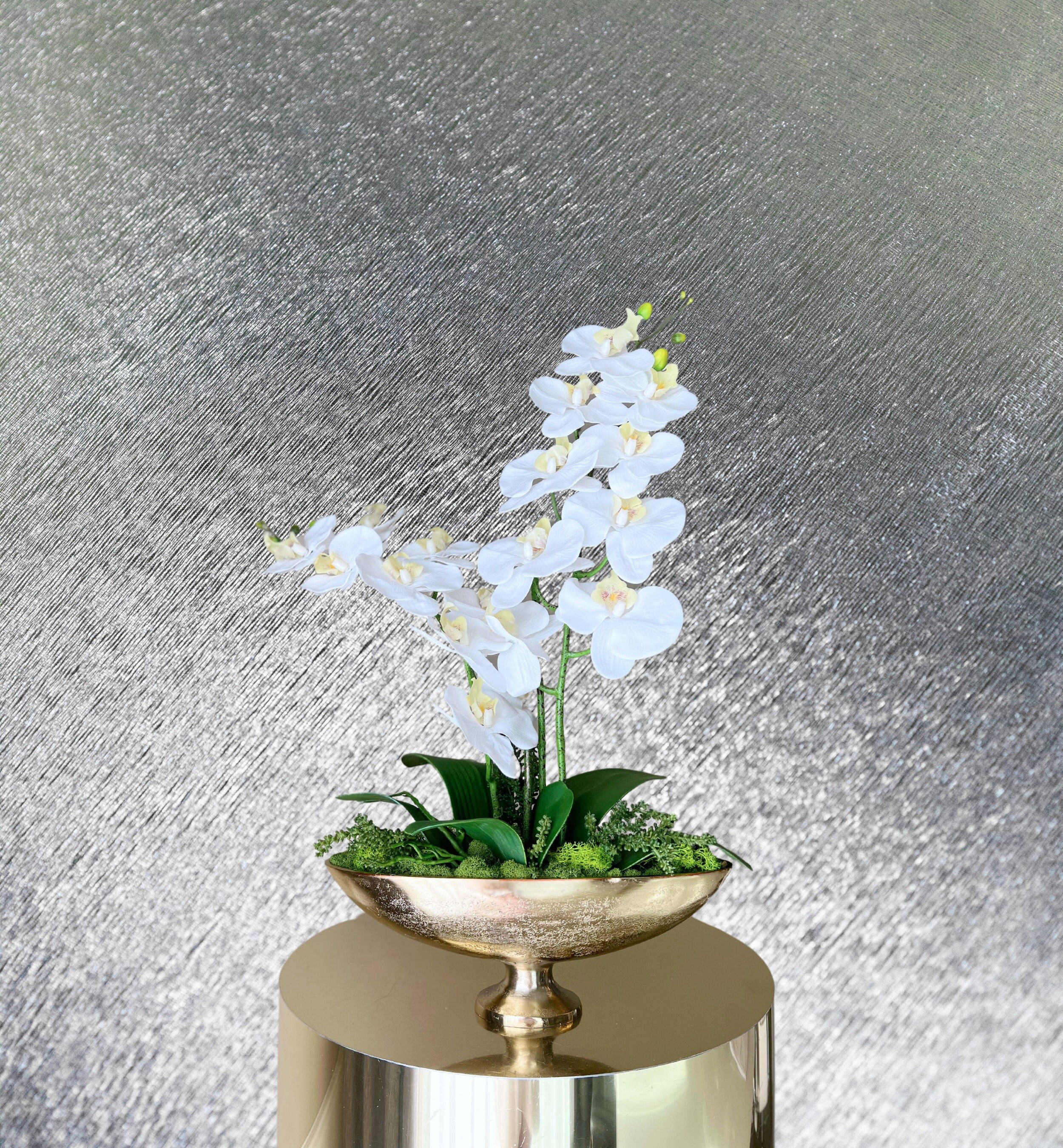 Orchids Centerpiece, Real Touch Orchid Arrangement, Preserved Moss ...