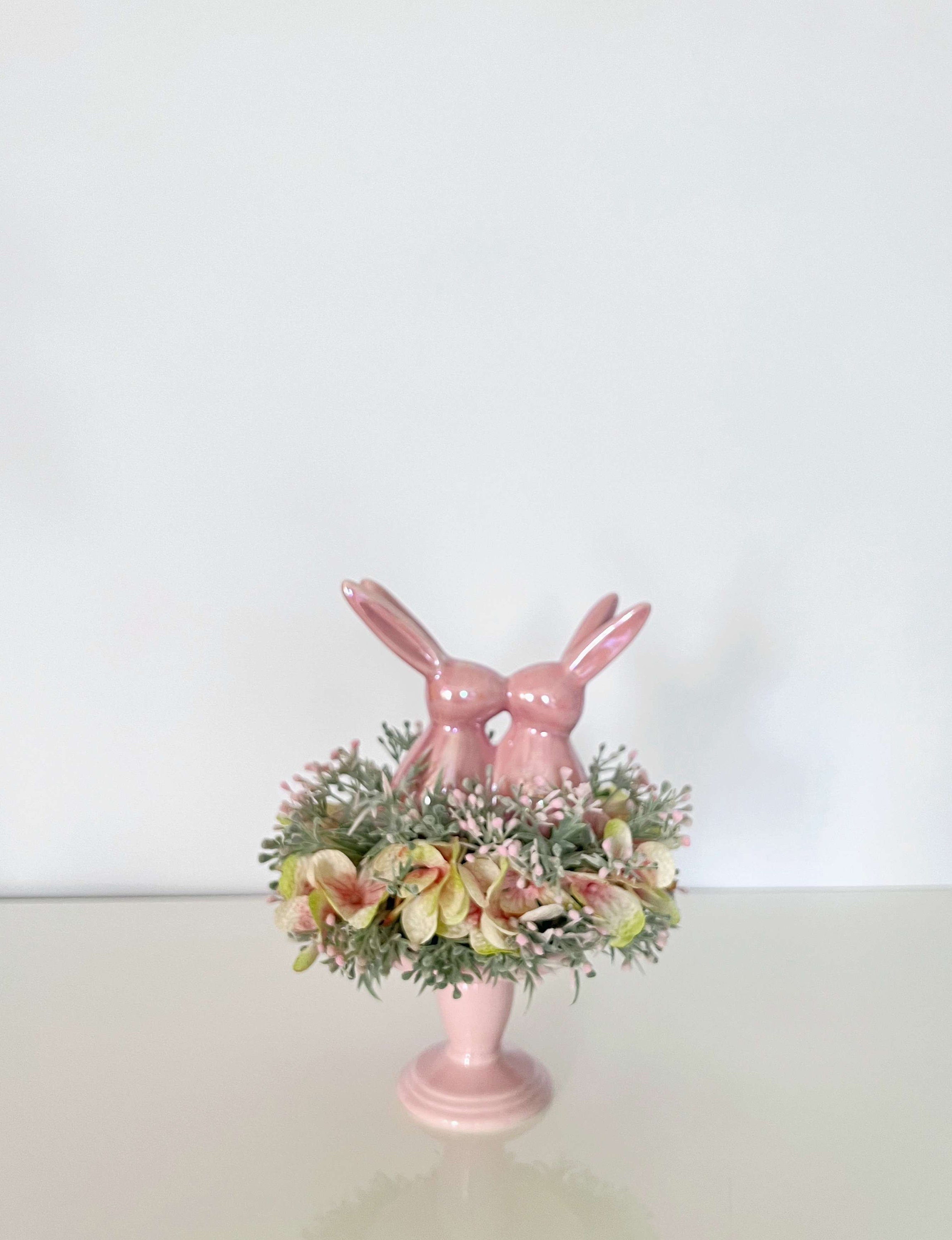 Easter Bunny Decor, Ceramic Pink Rabbit Decoration - Etsy