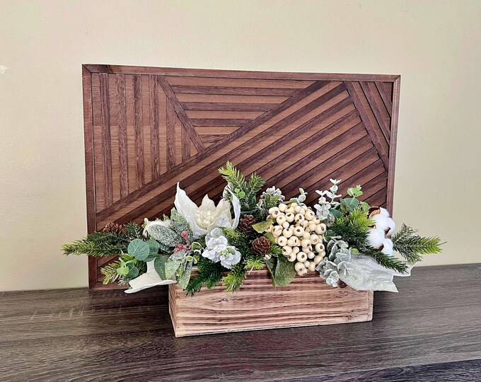 Rustic Winter Centerpiece Christmas Arrangement, Traditional Christmas ...