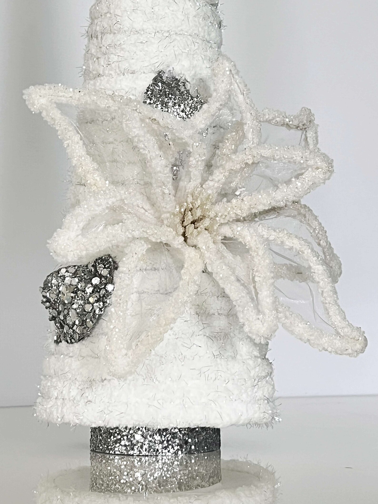 Christmas White Cone Tree, Xmas Poinsettia Decor , Holiday Decor ...